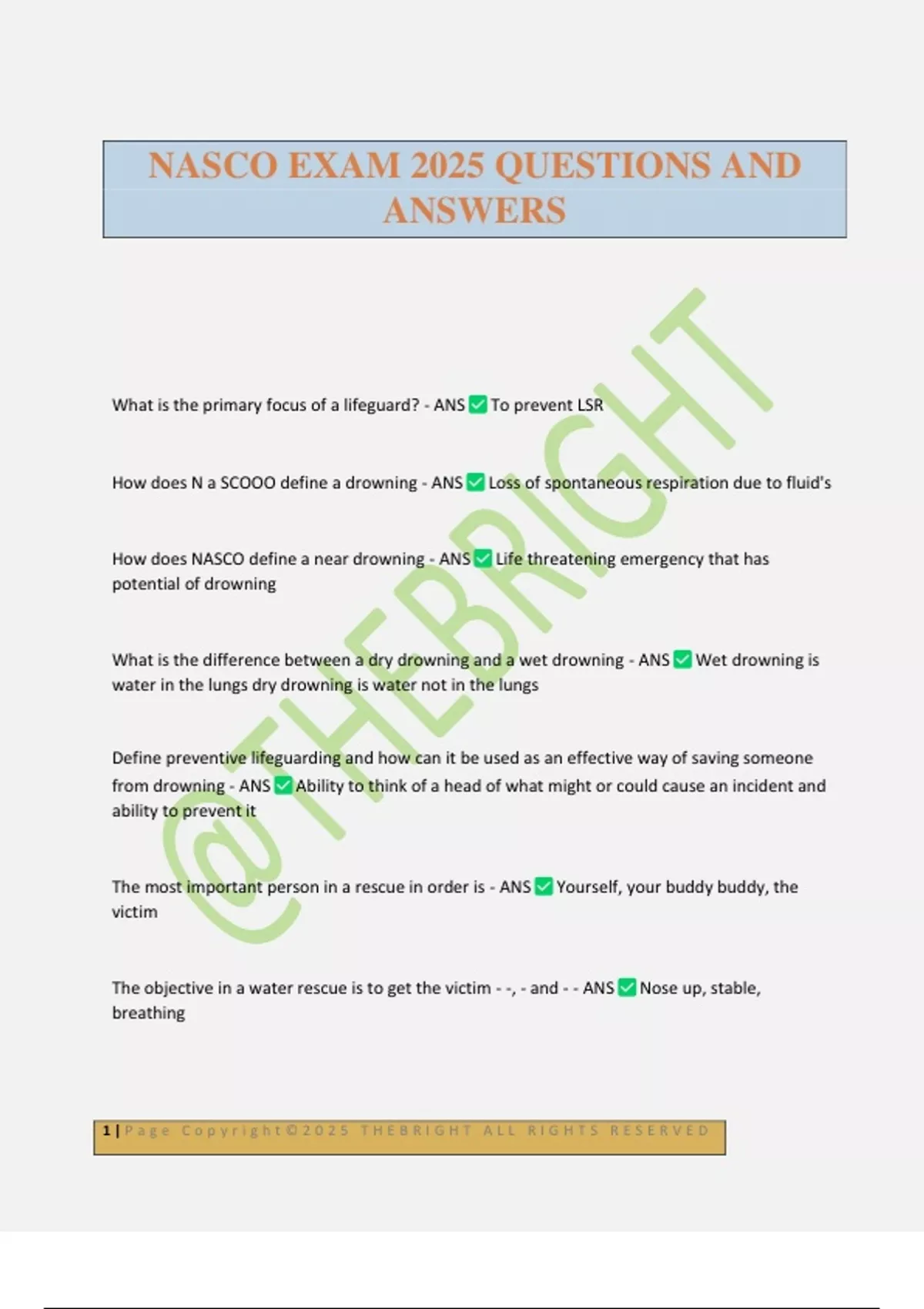 NASCO EXAM 2025 QUESTIONS AND ANSWERS - NASCO - Stuvia US
