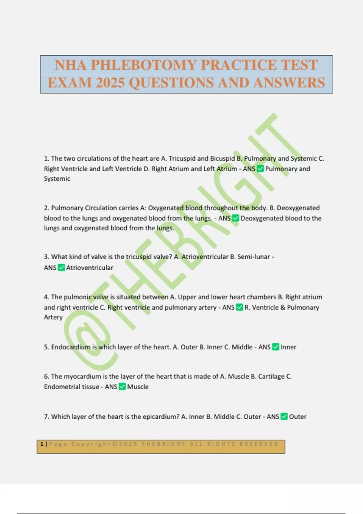 NHA PHLEBOTOMY PRACTICE TEST EXAM 2025 QUESTIONS AND ANSWERS - Nha ...
