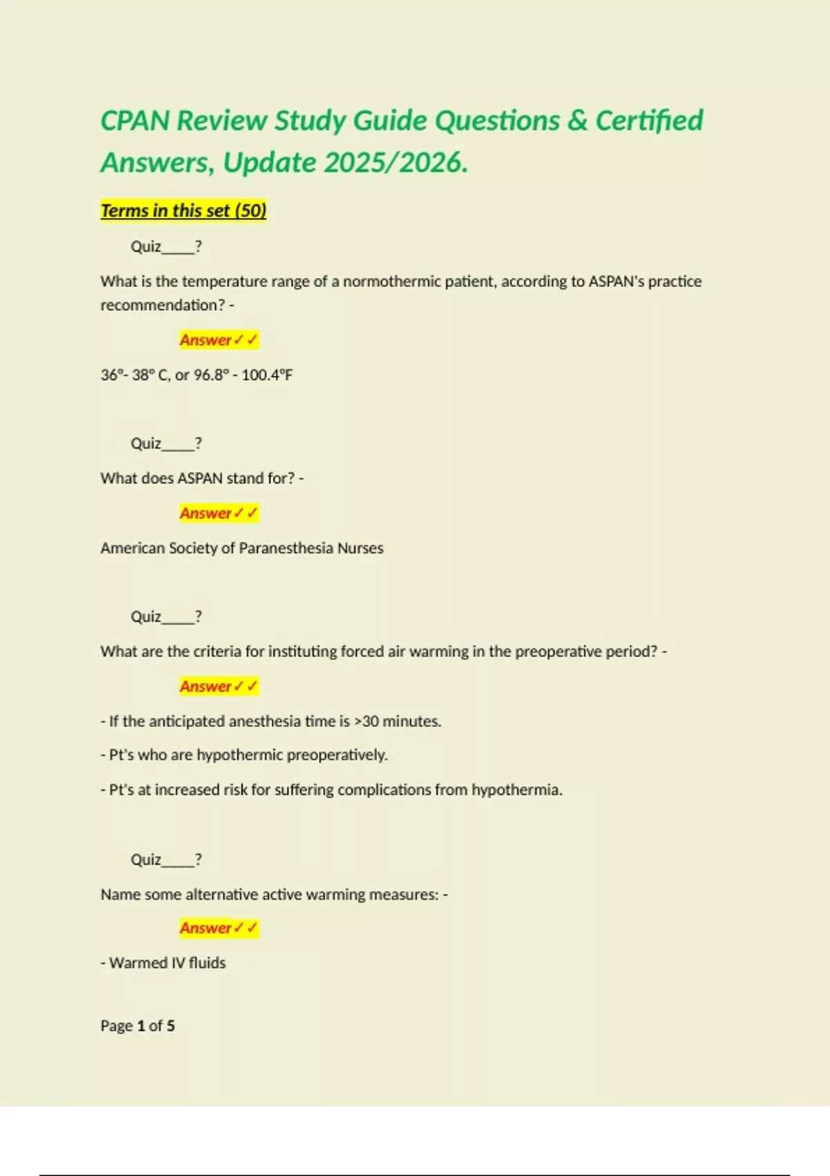 CPAN Review Study Guide Questions & Certified Answers, Update 2025/2026 ...