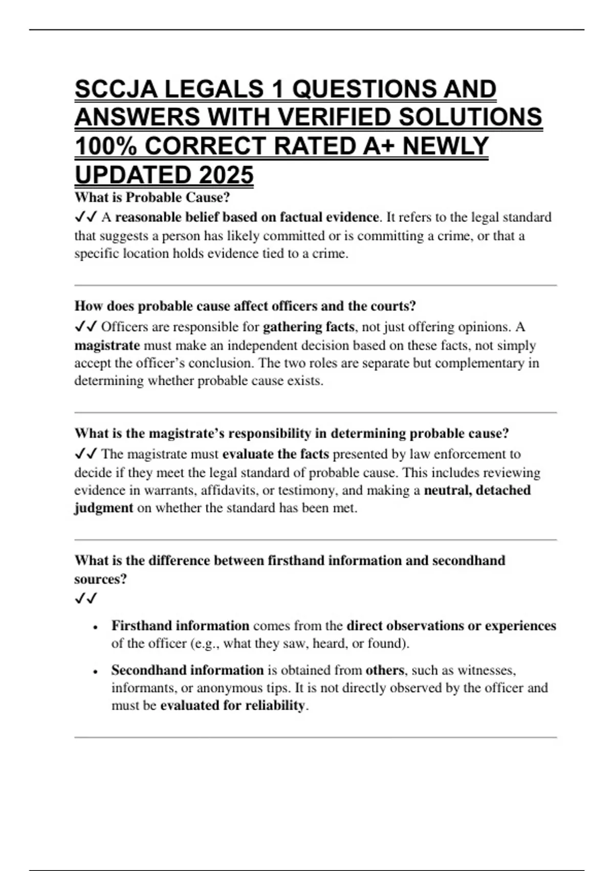 SCCJA LEGALS 1 QUESTIONS AND ANSWERS WITH VERIFIED SOLUTIONS 100% ...