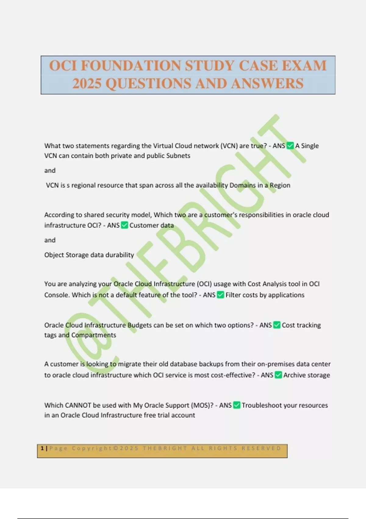 OCI FOUNDATIONS Bundled Exams 2025 Questions and Answers - Stuvia US