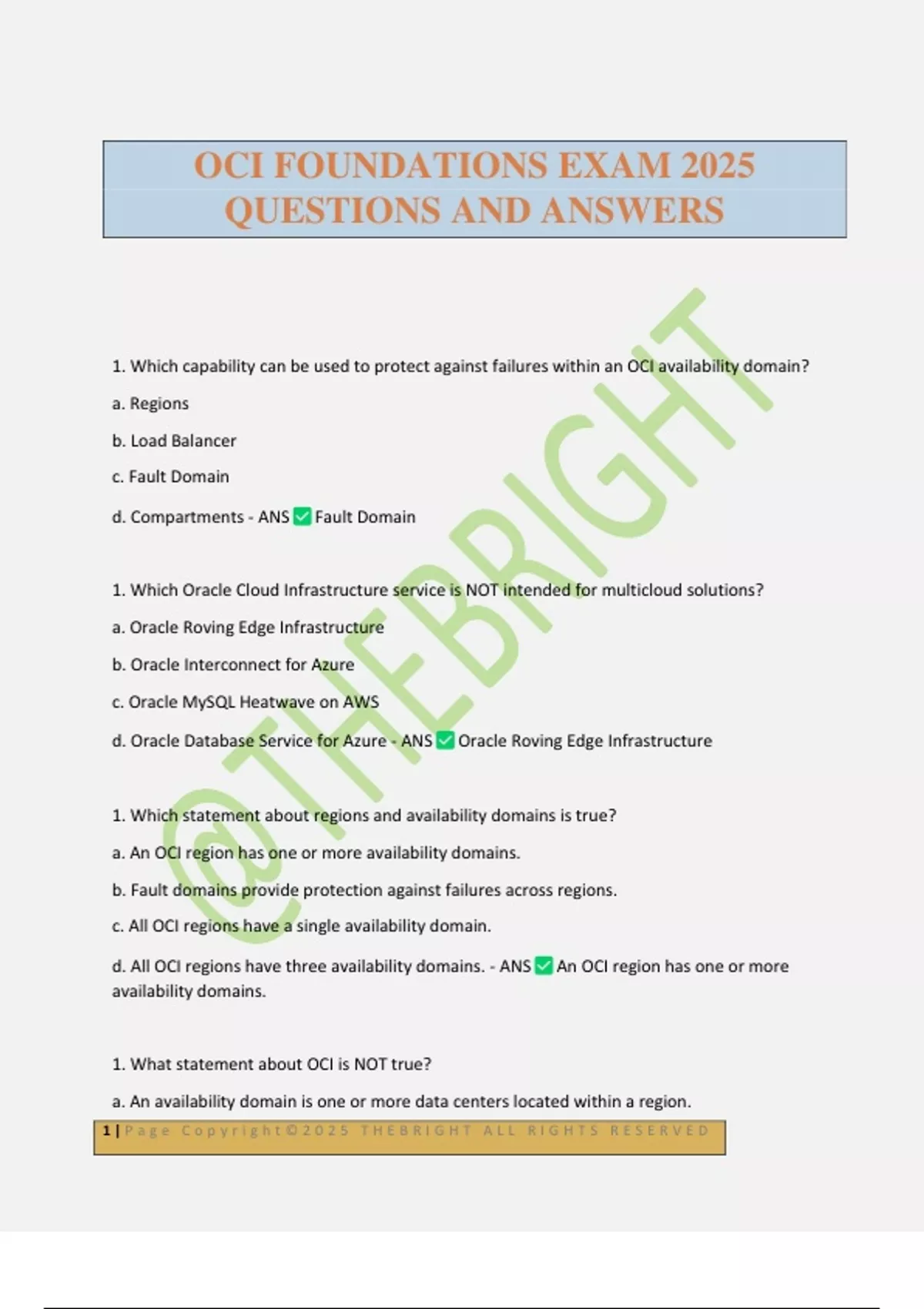 OCI FOUNDATIONS EXAM 2025 QUESTIONS AND ANSWERS - OCI FOUNDATIONS ...