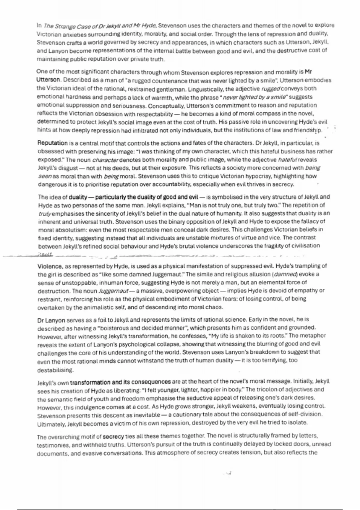 Summary Aqa gcse grade 9 response for the 2025 paper - English - Stuvia UK