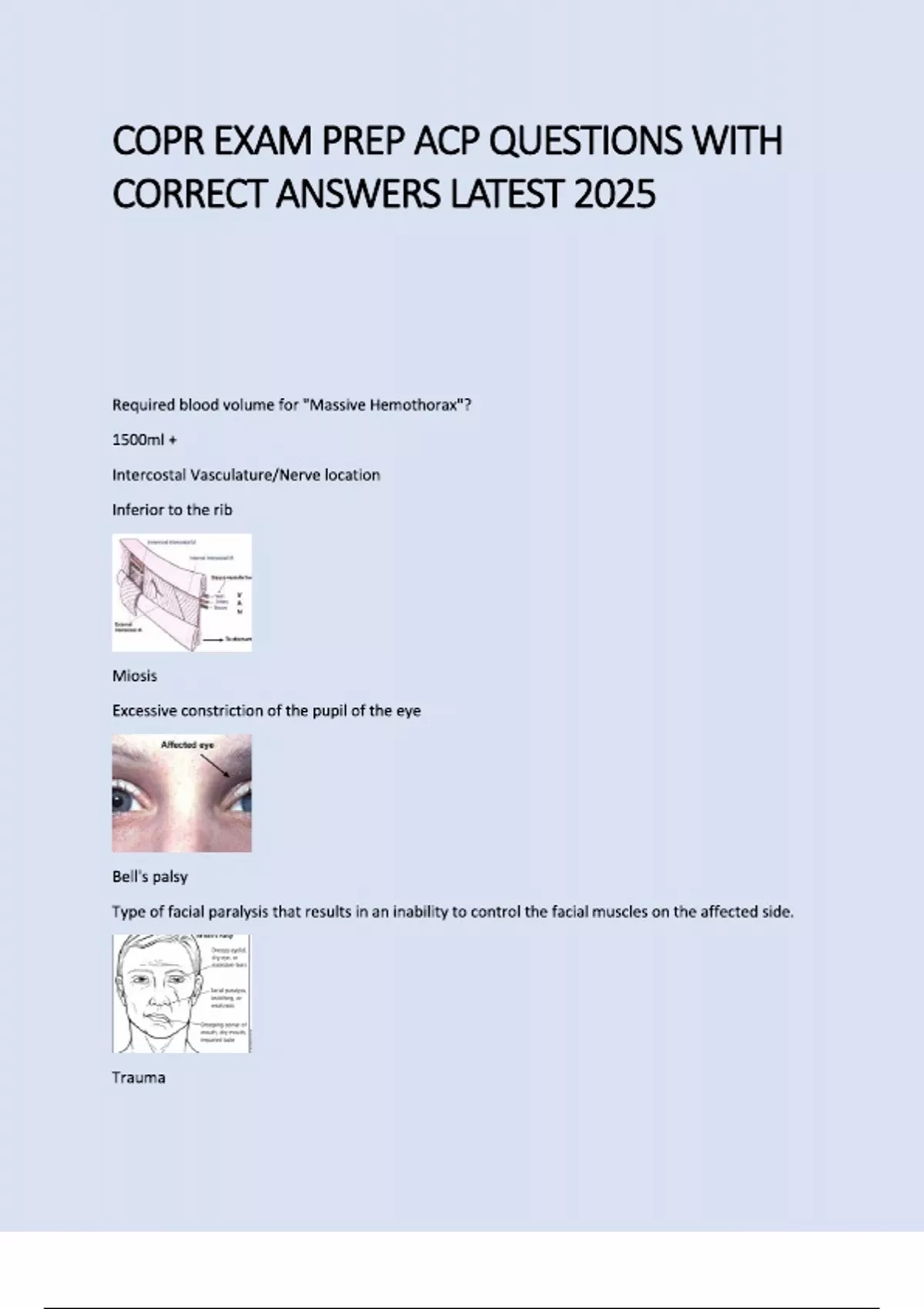 COPR EXAM PREP ACP QUESTIONS WITH CORRECT ANSWERS LATEST 2025 - ACP ...