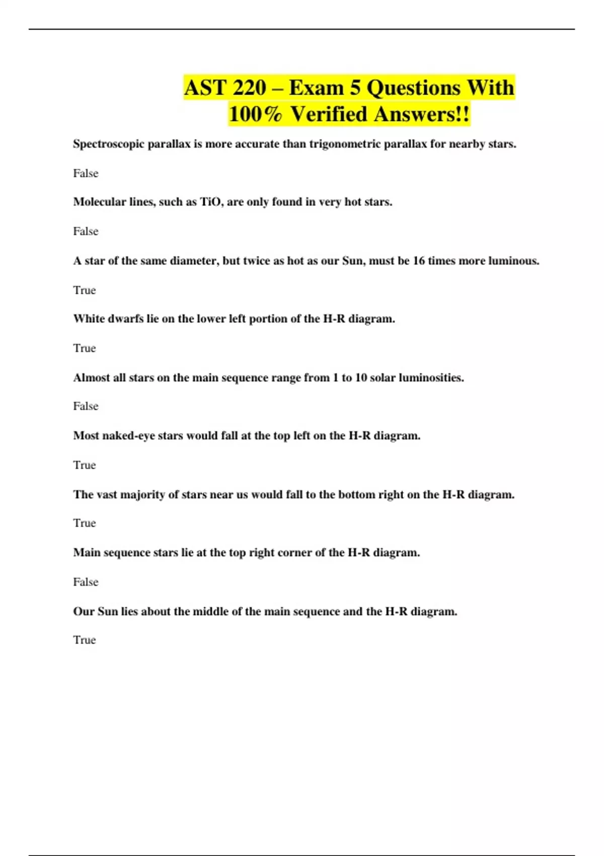 AST 220 – Exam 5 Questions With 100% Verified Answers!! - AST 220 ...