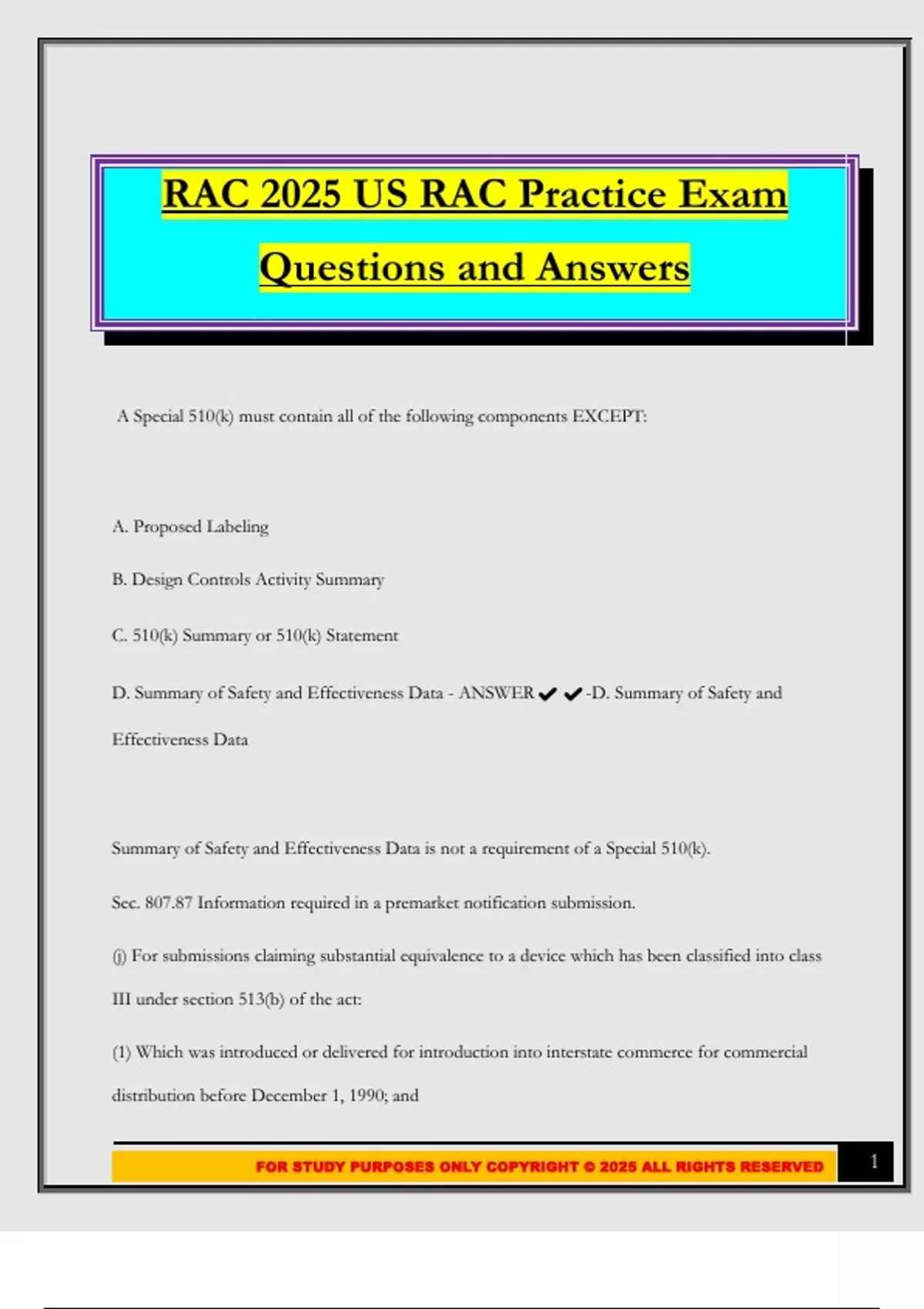 RAC 2025 US RAC Practice Exam Questions and Answers - RAC Devices - Stuvia US