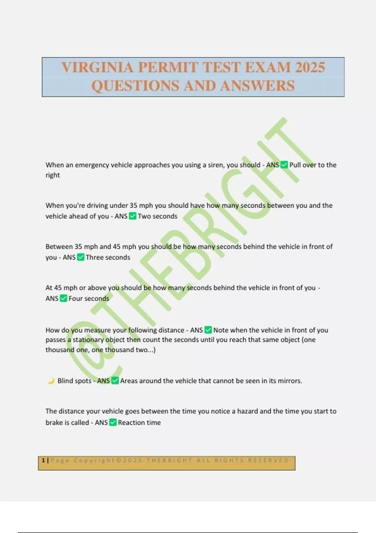 VIRGINIA PERMIT TEST EXAM 2025 QUESTIONS AND ANSWERS - VIRGINIA PERMIT ...