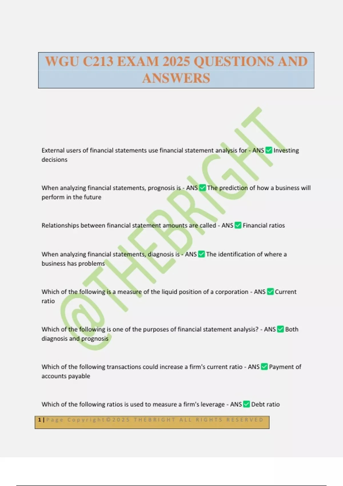 WGU C213 EXAM 2025 QUESTIONS AND ANSWERS - WGU C213 - Stuvia US