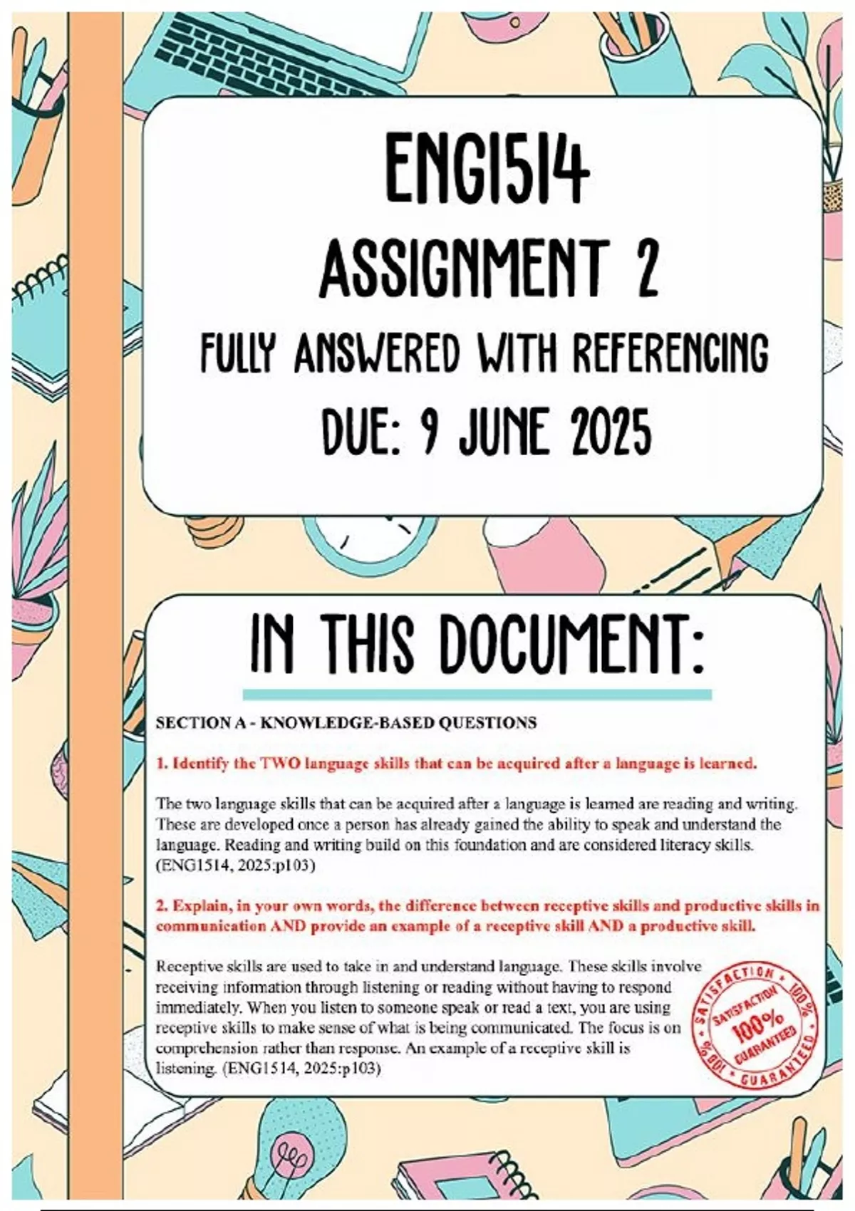 ENG1514 Assignment 2 Memo | Due 9 June 2025 - Applied English Language ...