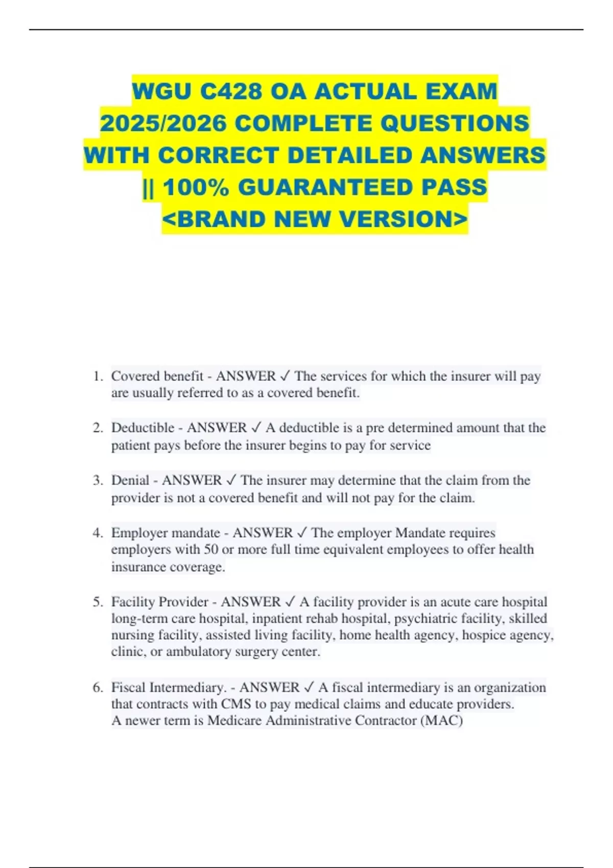 WGU C428 OA ACTUAL EXAM 2025/2026 COMPLETE QUESTIONS WITH CORRECT ...