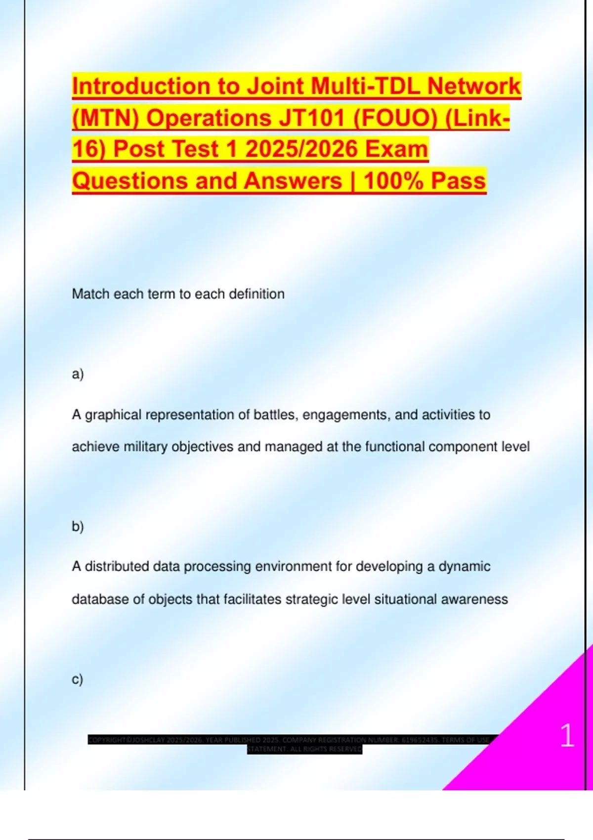 Introduction to Joint Multi-TDL Network (MTN) Operations JT101 (FOUO ...