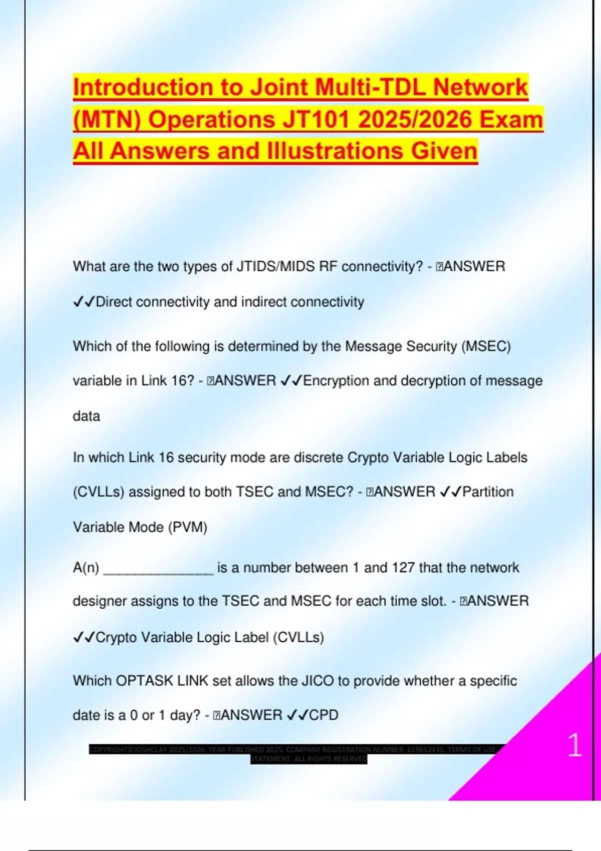 Introduction to Joint Multi-TDL Network (MTN) Operations JT101 2025/ ...