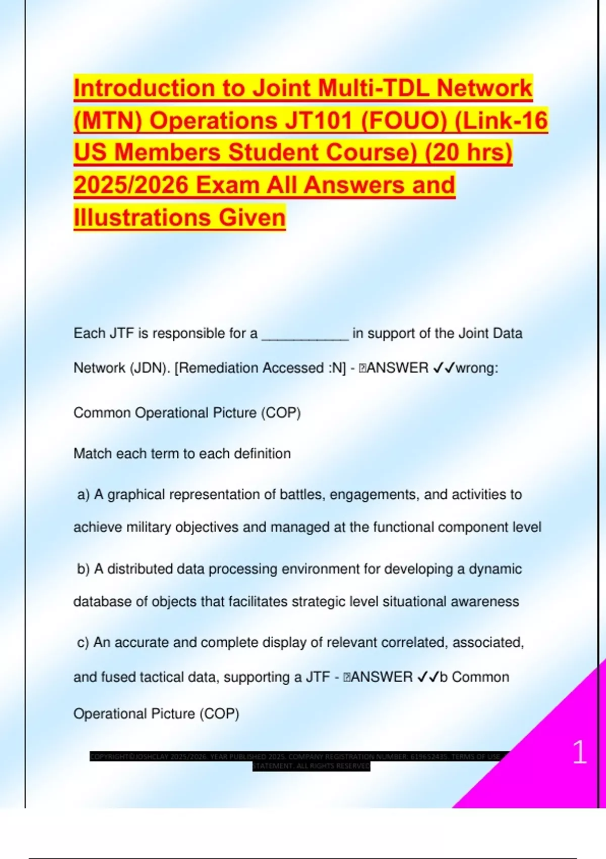 Introduction to Joint Multi-TDL Network (MTN) Operations JT101 (FOUO ...