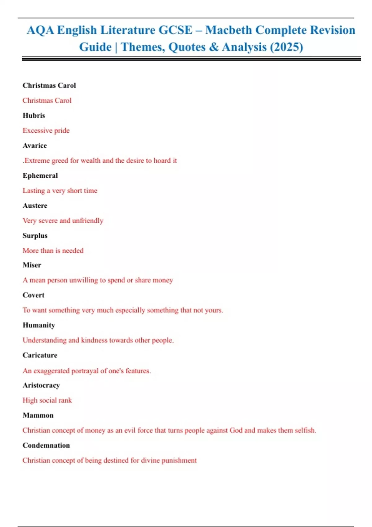 AQA English Literature GCSE – Macbeth Complete Revision Guide | Themes ...