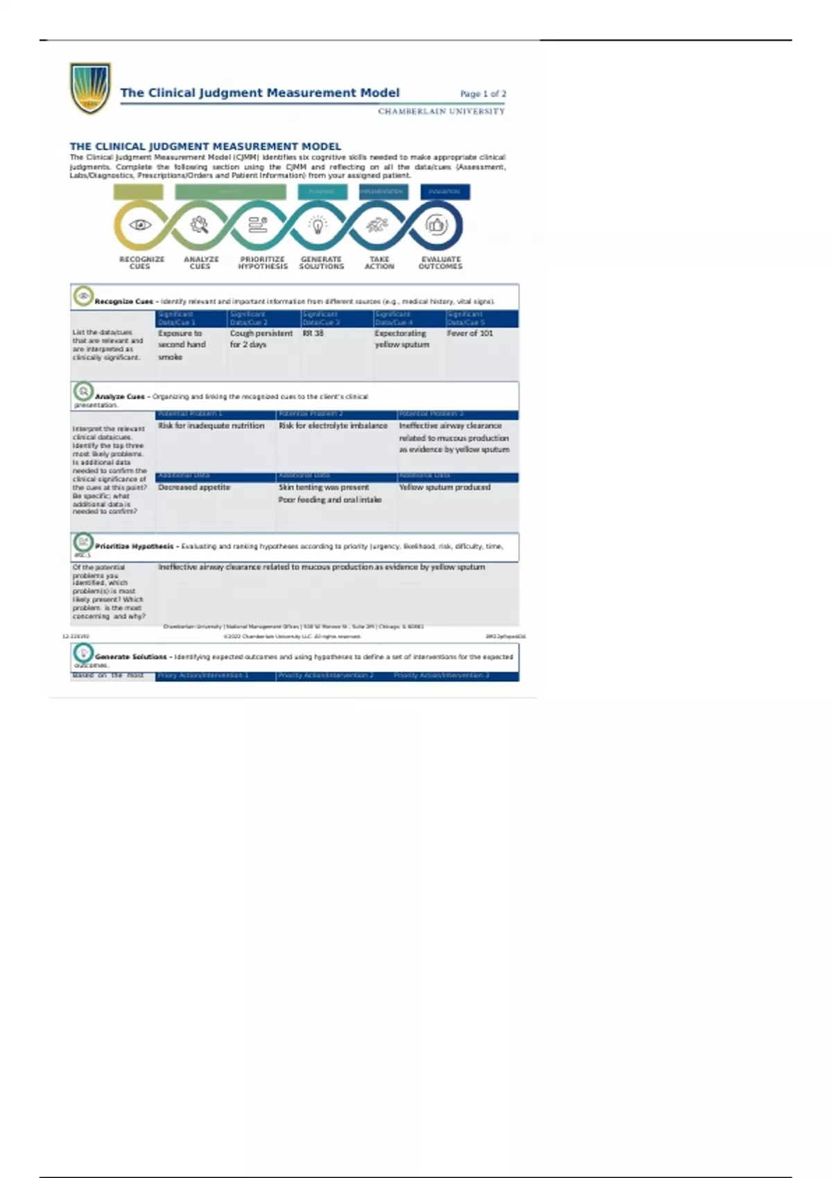 CJM 0822 - Clinical Judgment Measurement Model Worksheet for Pediatrics ...