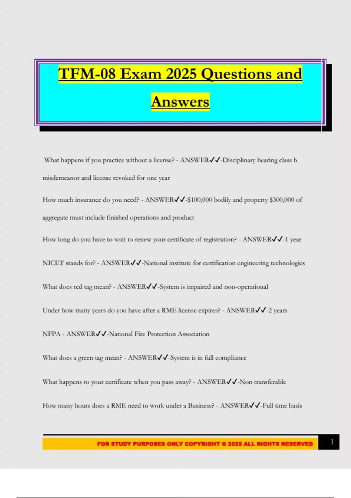 TFM-08 Exam 2025 Questions and Answers - TFM08 - Stuvia US