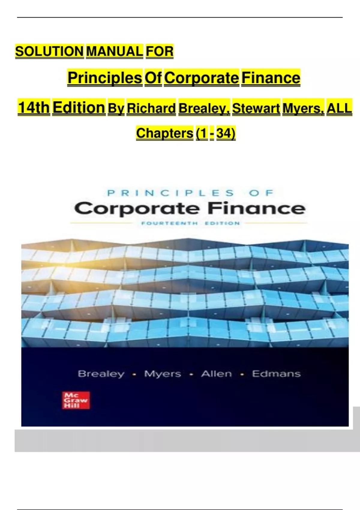 Solution Manual for Principles of Corporate Finance 14th Edition by ...