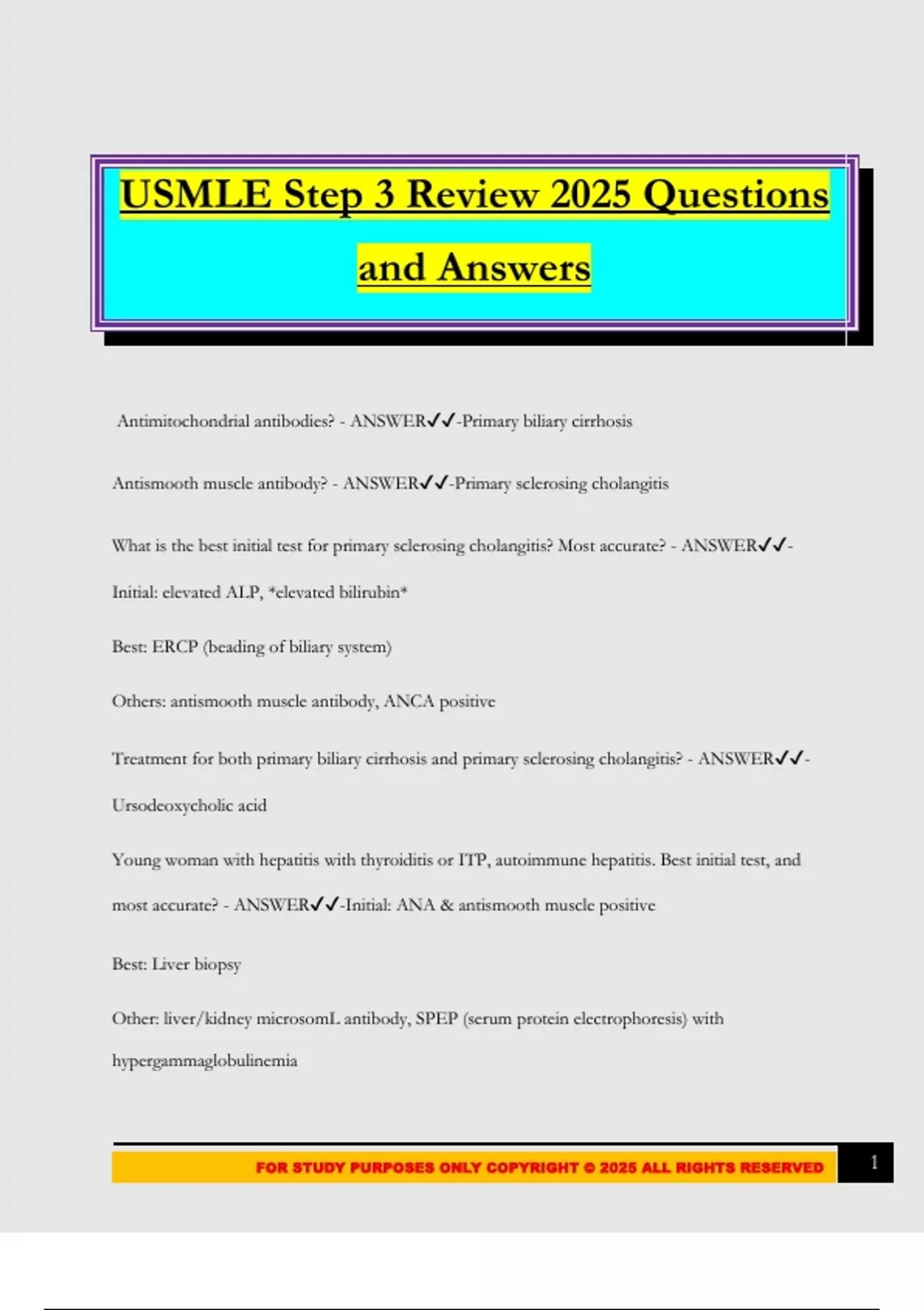 USMLE Step 3 Review 2025 Questions and Answers - USMLE Step 3 - Stuvia US