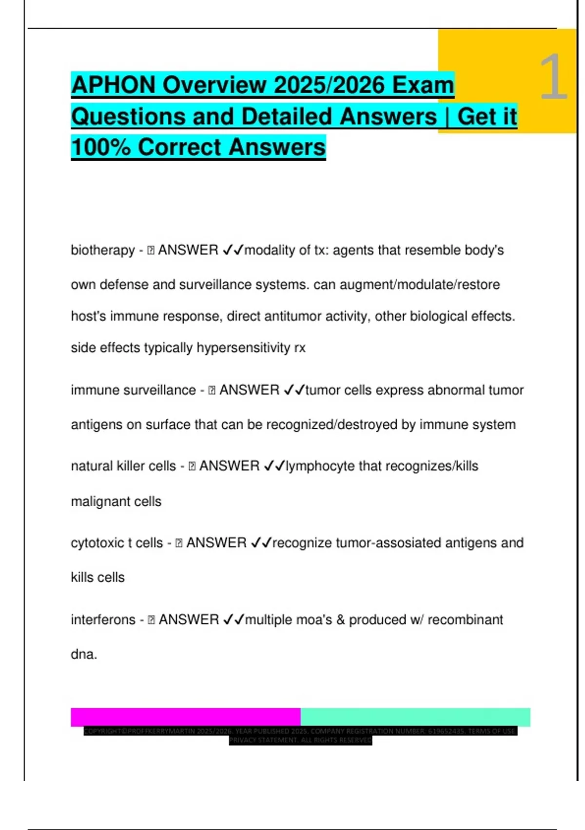 APHON Overview 2025/2026 Exam Questions and Detailed Answers | Get it ...