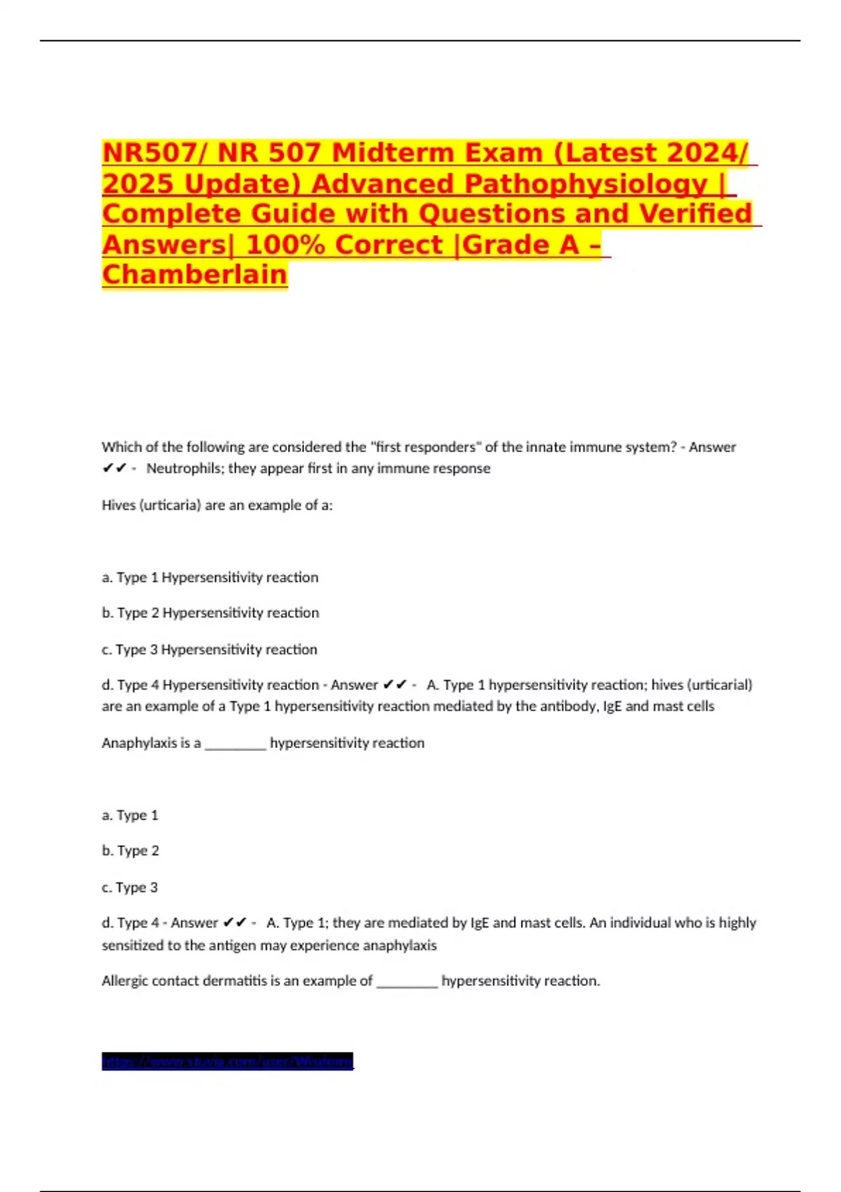 NR507/ NR 507 Midterm Exam (Latest 2024/ 2025 Update) Advanced ...