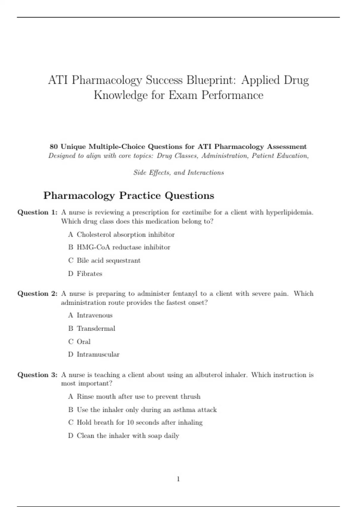 ATI Pharmacology Success Blueprint: Applied Drug Knowledge for Exam ...