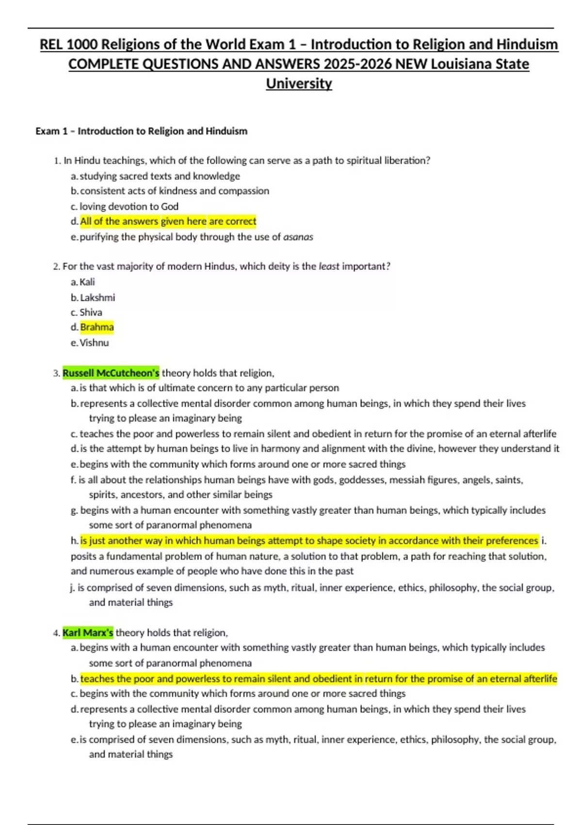 REL 1000 Religions of the World Exam 1 – Introduction to Religion and ...