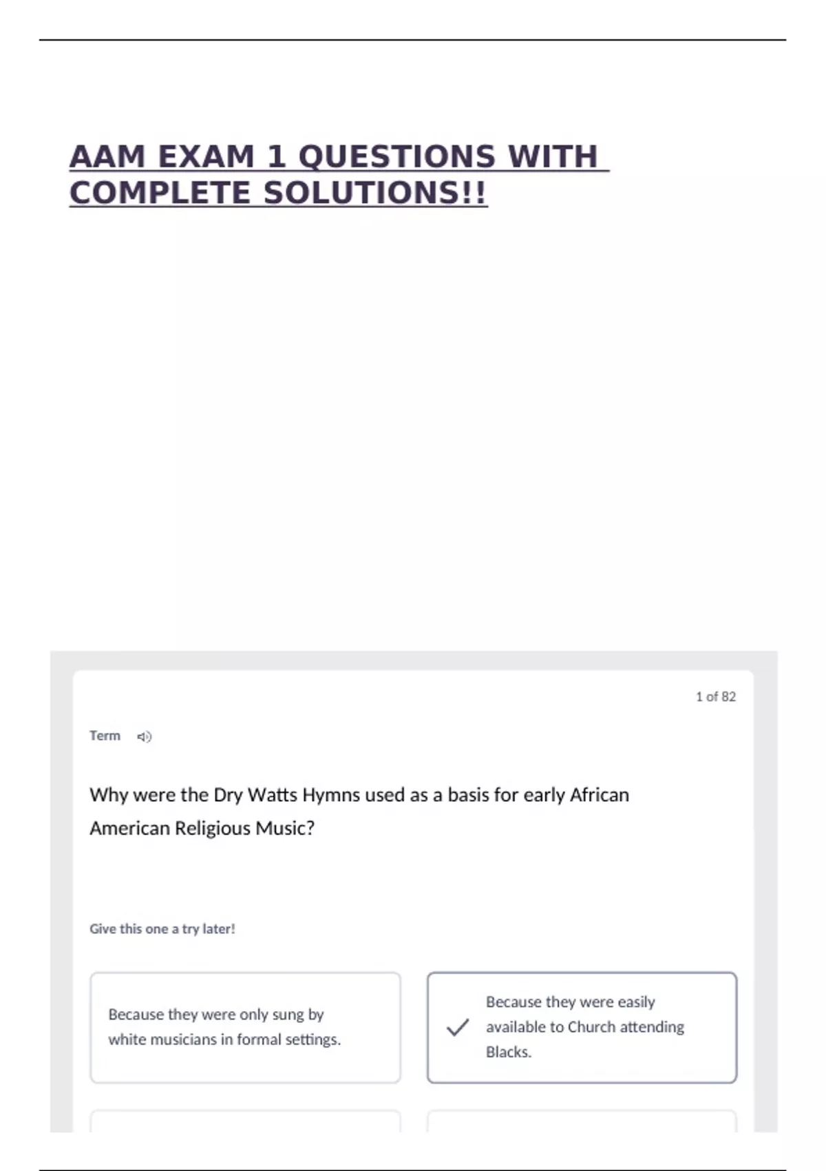 AAM EXAM 1 QUESTIONS WITH COMPLETE SOLUTIONS!! - AAM - Stuvia US