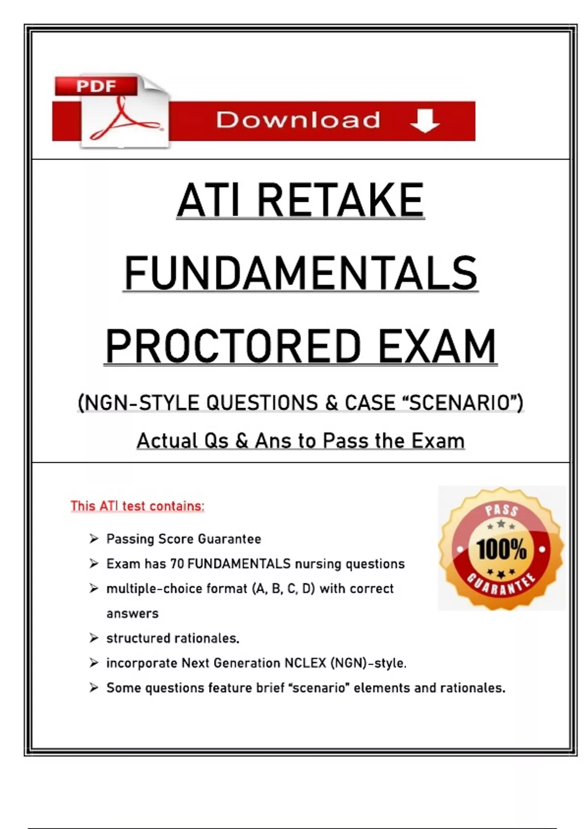 ATI Fundamentals Retake (2023) Exam – Proctored NGN-Style Exam with ...