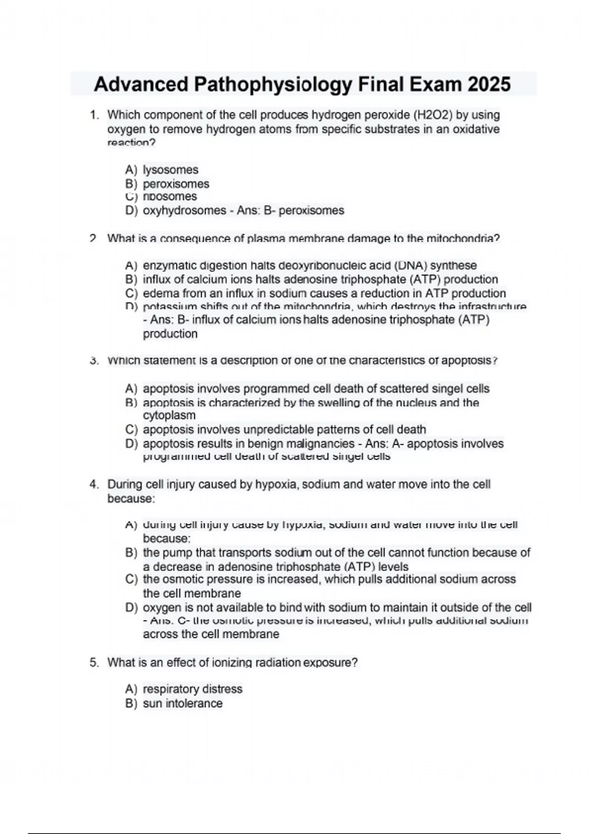Advanced Pathophysiology Final Exam 2025 - NR 507 ADVANCED ...