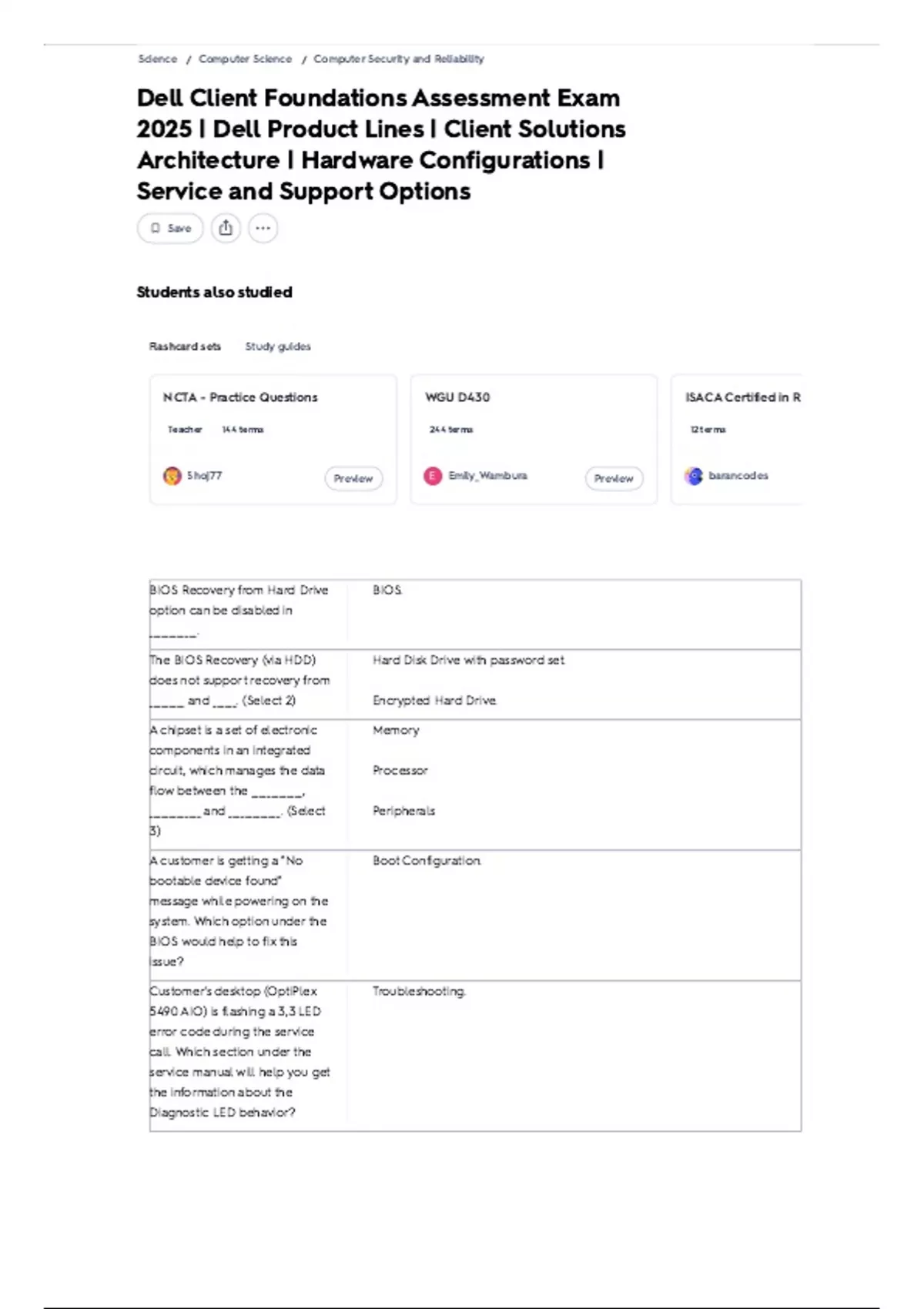 Dell Client Foundations Assessment Exam 2025 | Dell Product Lines ...