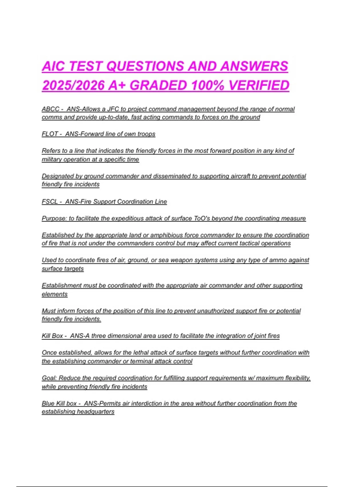 AIC TEST QUESTIONS AND ANSWERS 2025/2026 A+ GRADED 100% VERIFIED - AIC ...