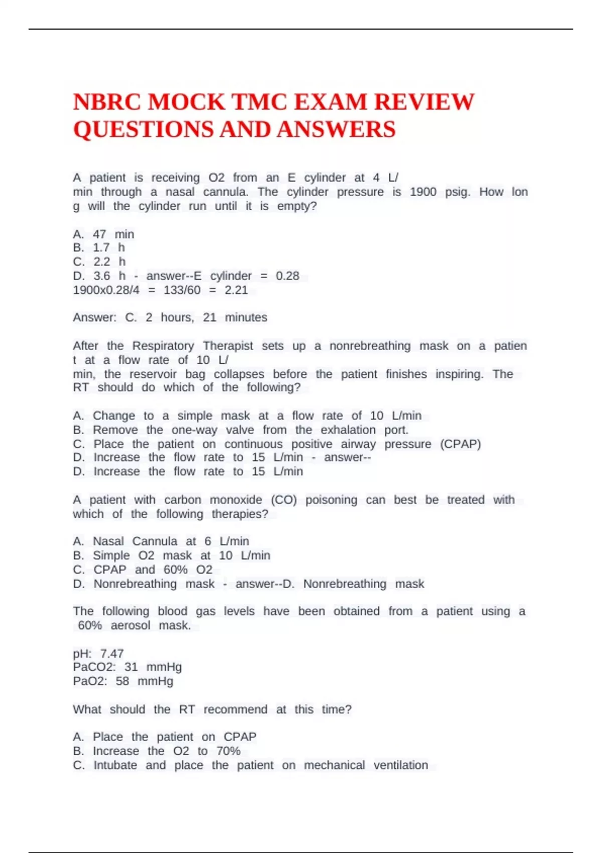 Tmc Exam C Form M Lindsey Jones G Tmc I Questions And Answers