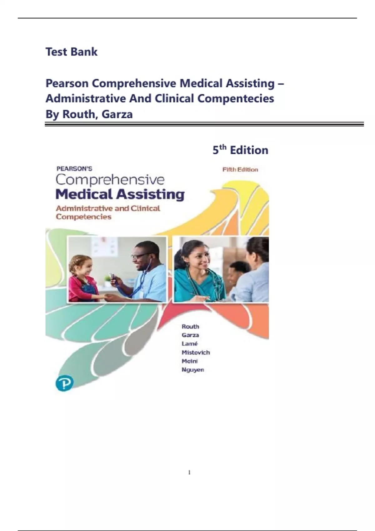 Test Bank For Pearson Comprehensive Medical Assisting –Administrative ...