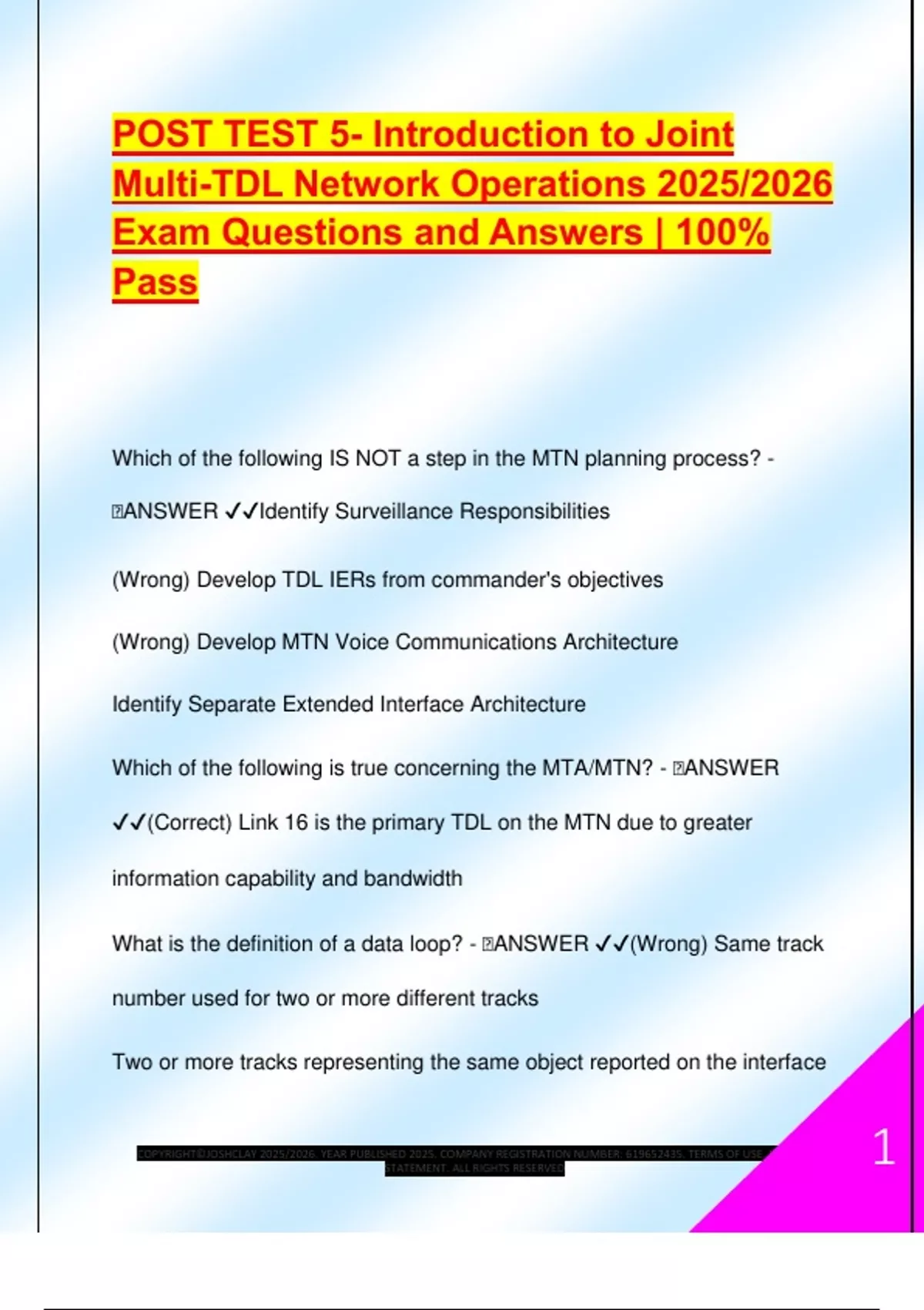 POST TEST 5- Introduction to Joint Multi-TDL Network Operations 2025/ ...