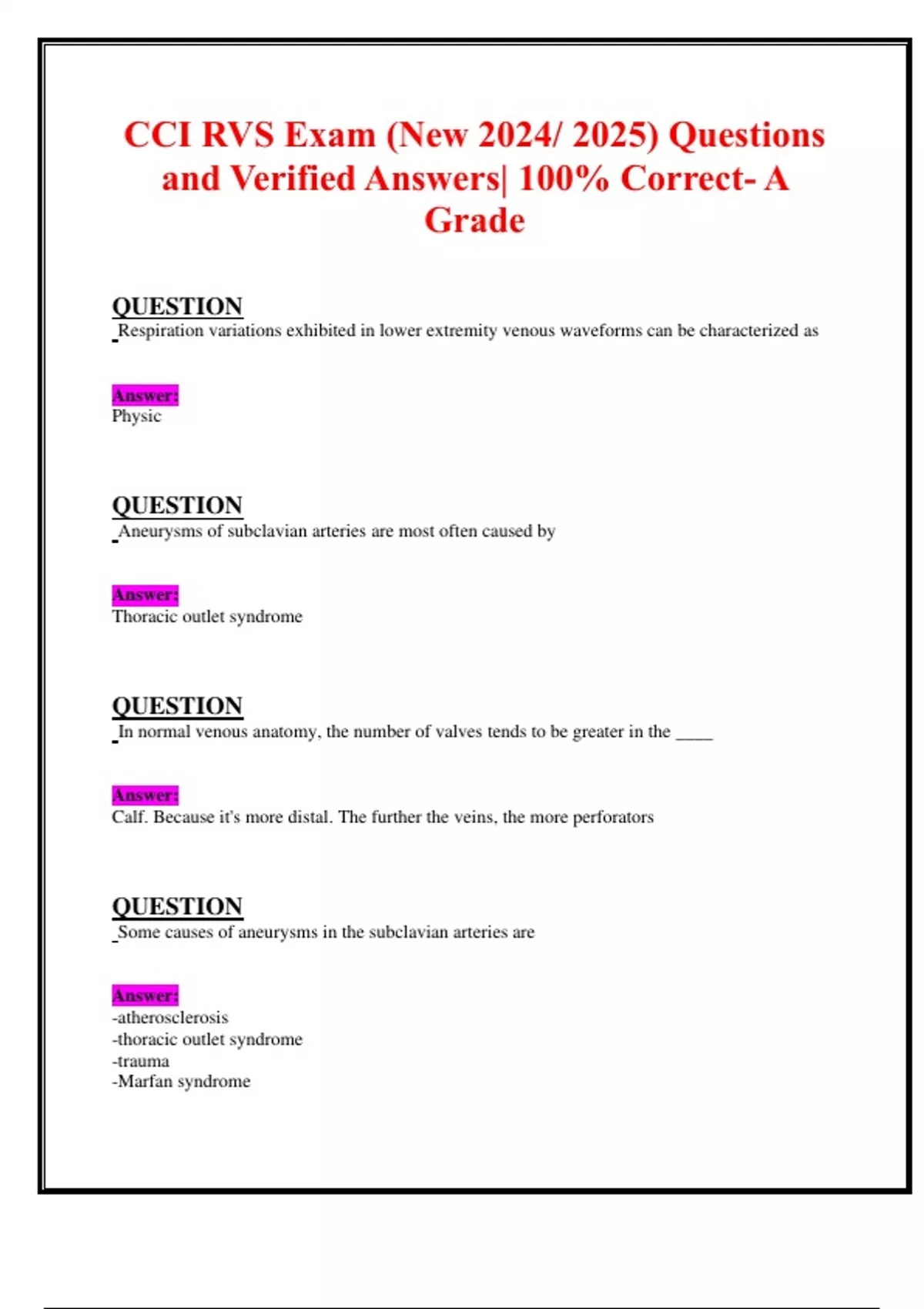 CCI RVS Exam (New 2024/ 2025) Questions and Verified Answers| 100% ...
