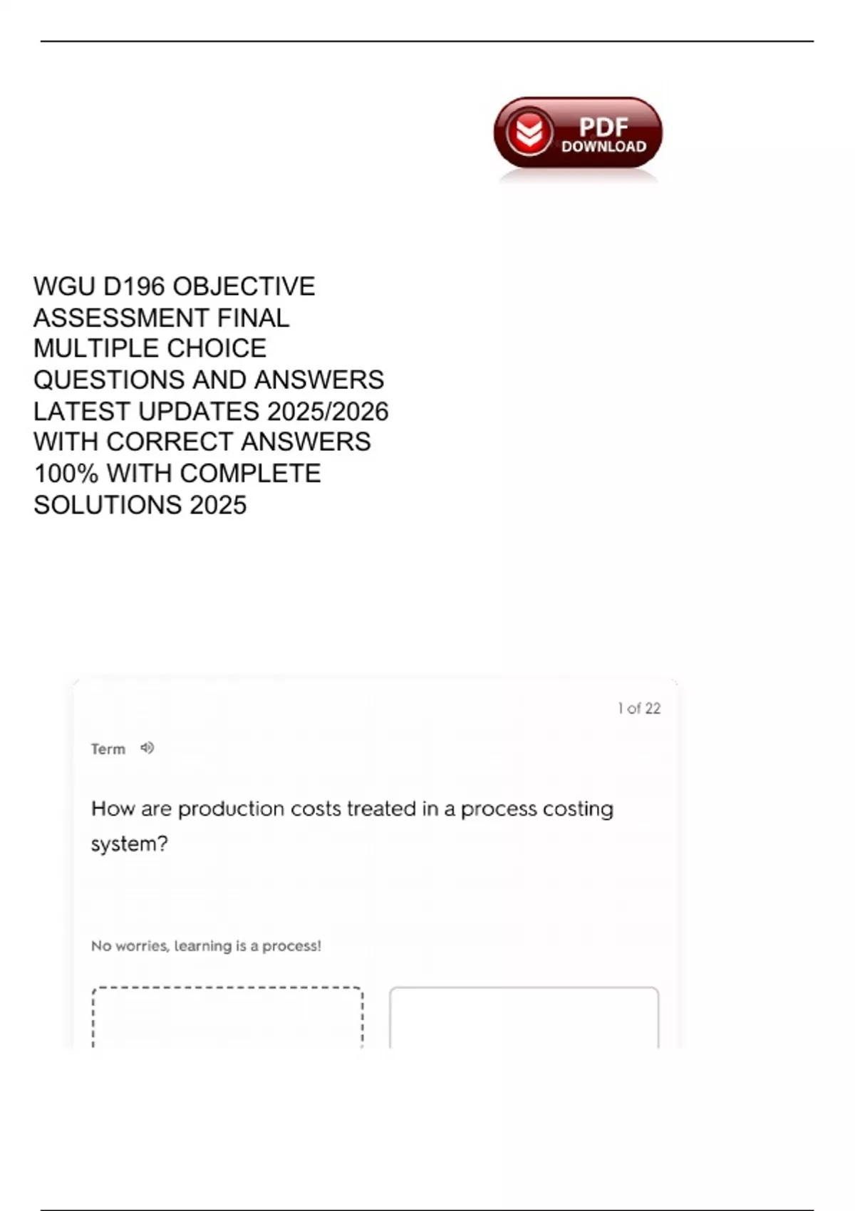 WGU D196 OBJECTIVE ASSESSMENT FINAL MULTIPLE CHOICE QUESTIONS AND ...