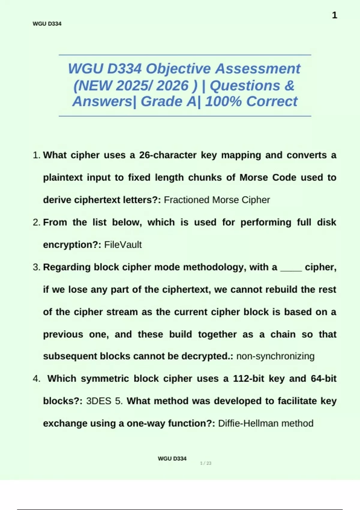 WGU D334 Objective Assessment (NEW 2025/ 2026 ) | Questions & Answers| Grade A| 100% Correct ...