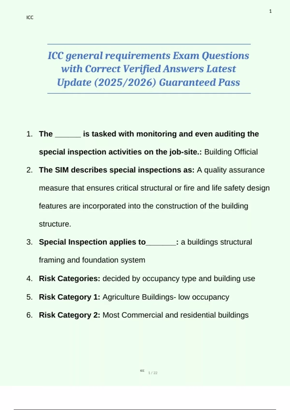 ICC general requirements Exam Questions with Correct Verified Answers ...