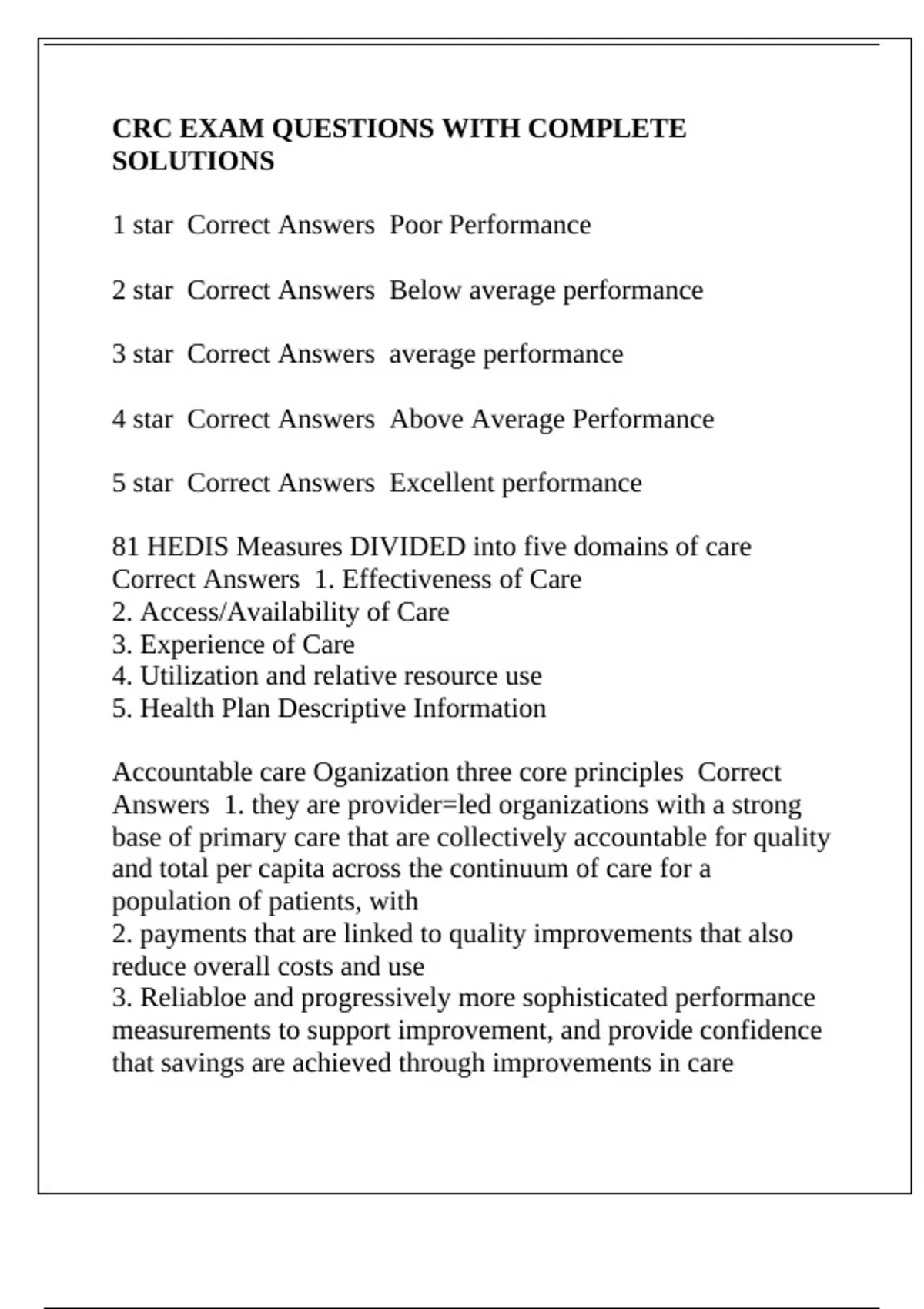 CRC EXAM QUESTIONS WITH COMPLETE SOLUTIONS - Crc - Stuvia US