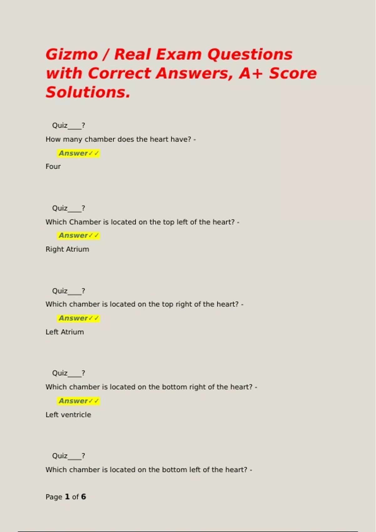 Gizmo / Real Exam Questions with Correct Answers, A+ Score Solutions ...