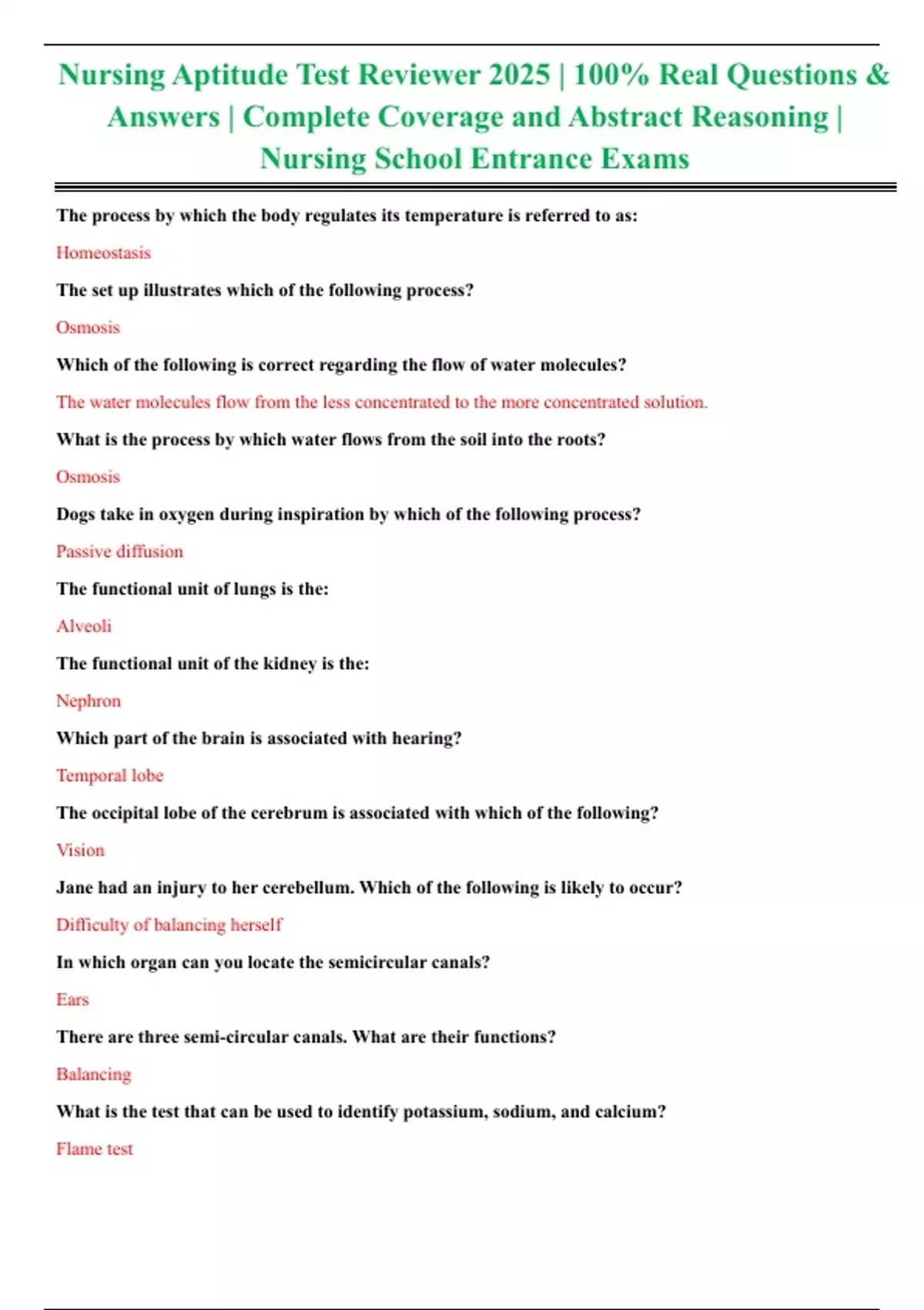 Nursing Aptitude Test Reviewer 2025 | 100% Real Questions & Answers ...