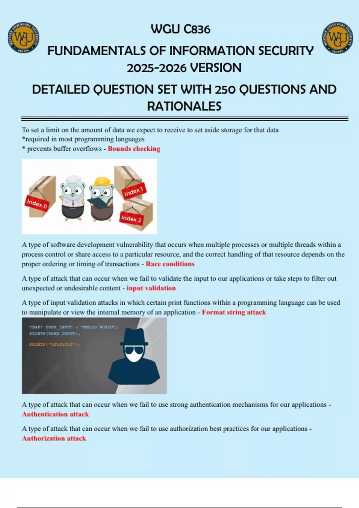 Wgu C836 Fundamentals Of Information Security Version Detailed Question