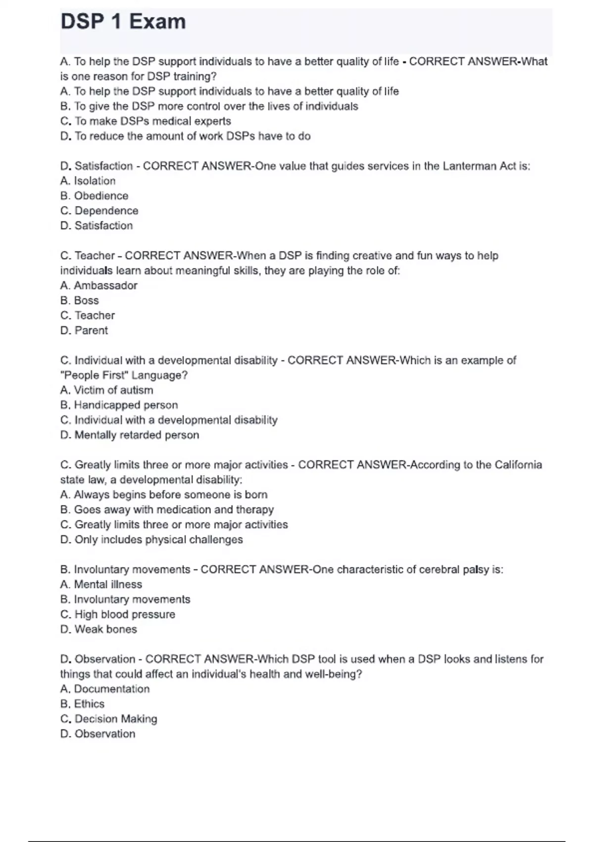 DSP 1 Exam Questions and Answers: {LATEST 2025/ 2026 UPDATE} COMPLETE ...