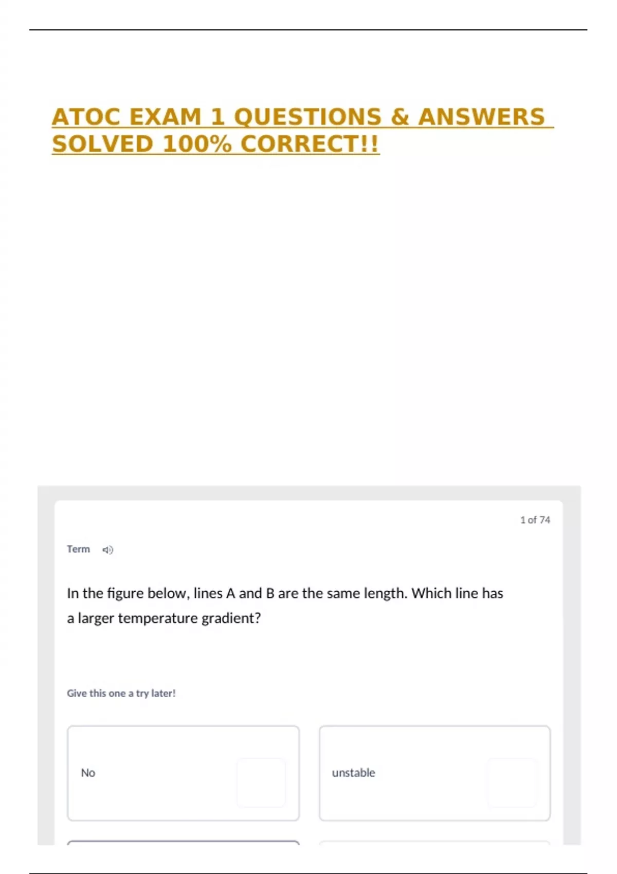 ATOC EXAM 1 QUESTIONS & ANSWERS SOLVED 100% CORRECT!! - ATOC - Stuvia US