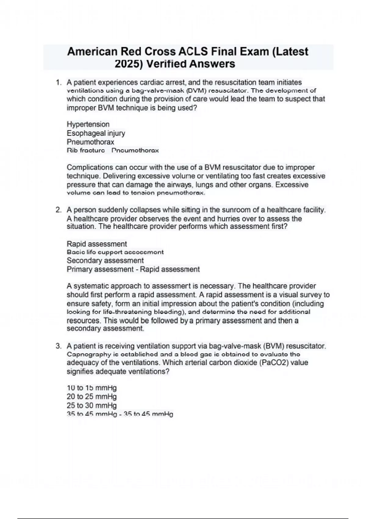 American Red Cross ACLS Final Exam (Latest 2025) Verified Answers ...
