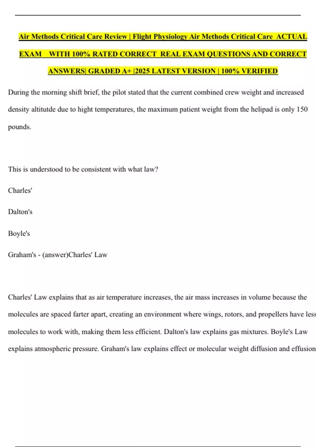 Air Methods Critical Care Review | Flight Physiology Air Methods ...