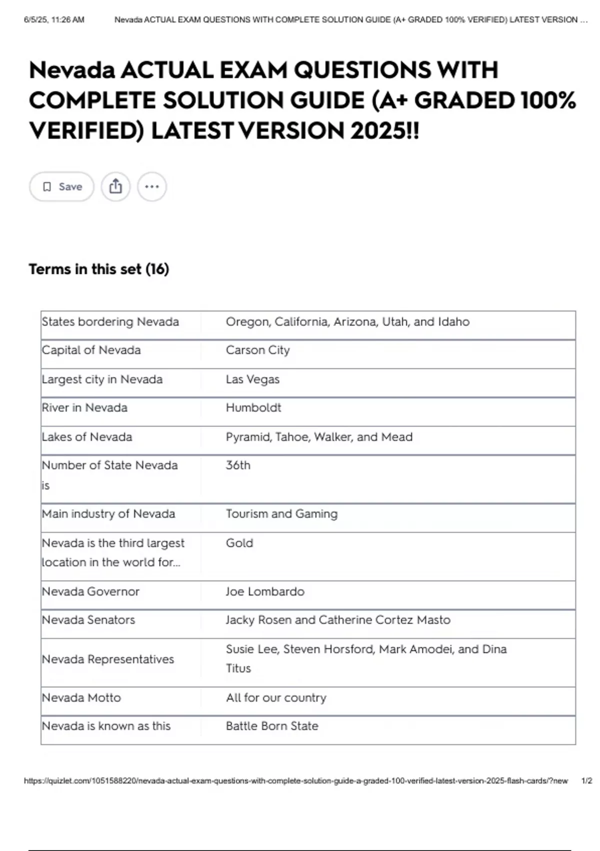 Nevada ACTUAL EXAM QUESTIONS WITH COMPLETE SOLUTION GUIDE (A+ GRADED ...