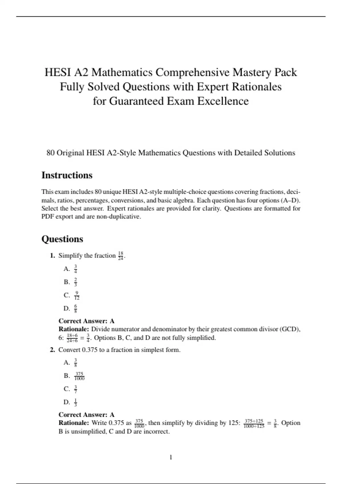 HESI A2 Math Master Bundle – Accurate Calculations, Expert Explanations ...