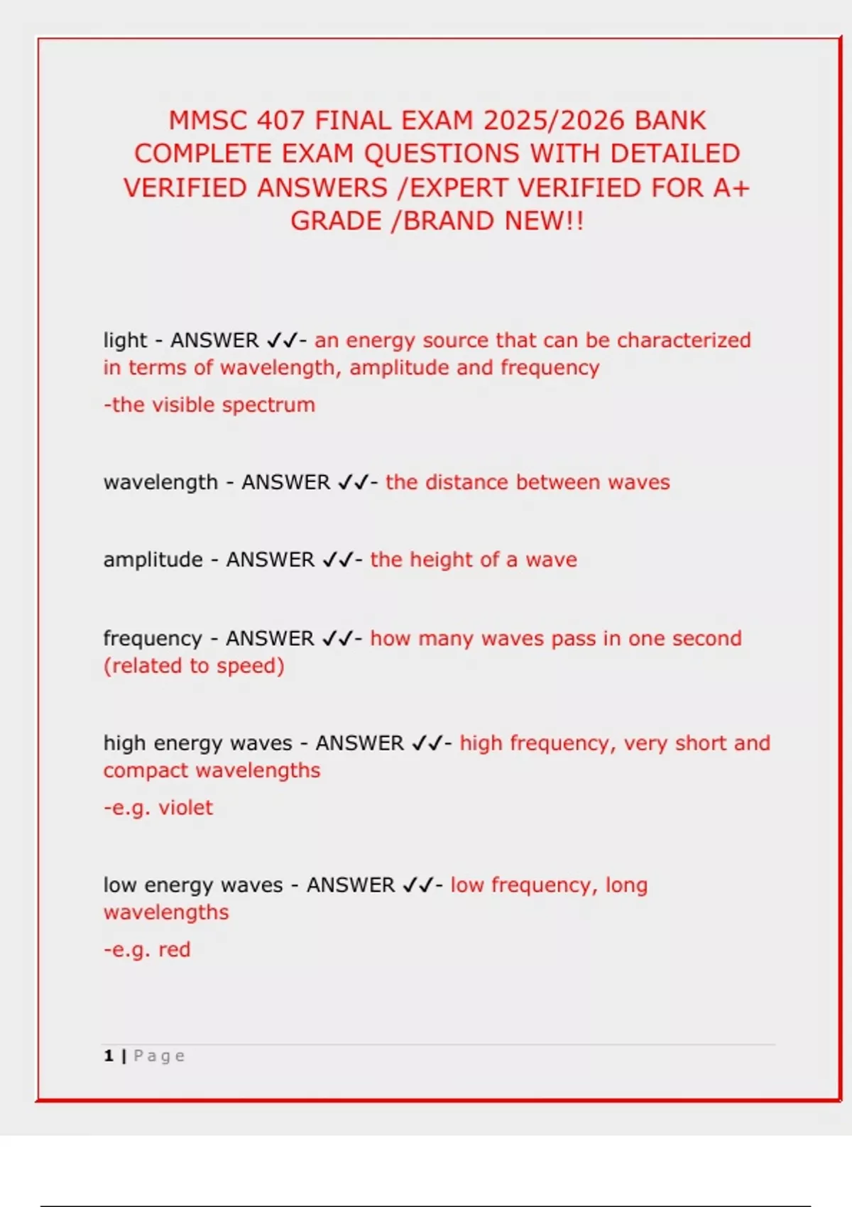 MMSC 407 Final Exam 2025/2026 | Complete Exam Bank with Verified Answers | Clinical Chemistry ...