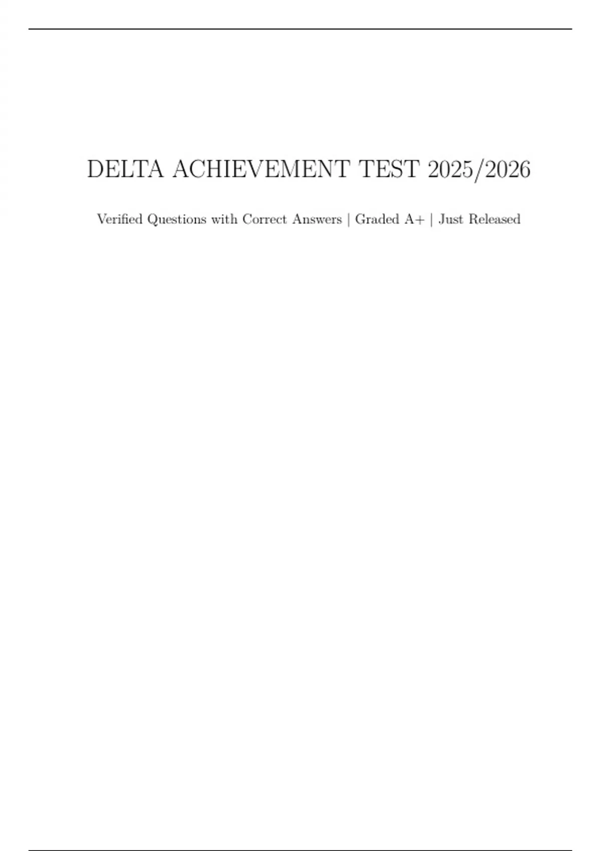 Delta Achievement Test 2025/2026 – Verified Questions with Correct ...